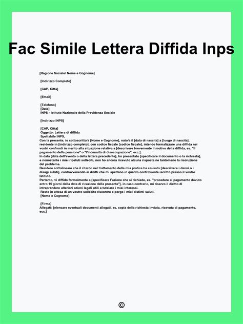 Fac Simile Lettera Diffida Inps