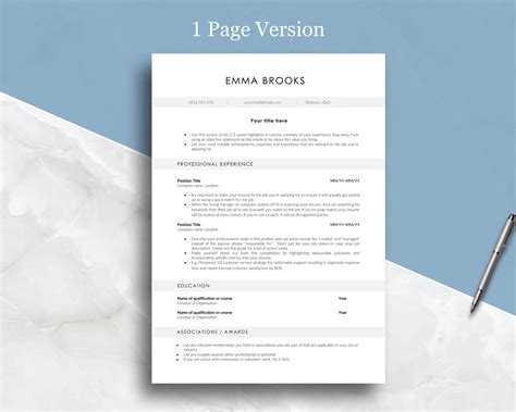 Australian Format Resume Template For MS Word And Pages With Digital Download Resume And Cover
