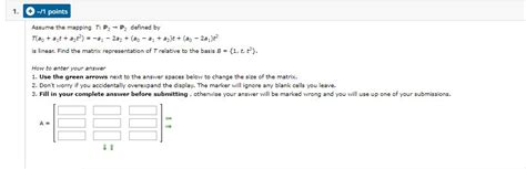 Solved 1 1 Points Assume The Mapping T P2 P2 Defined Chegg Com