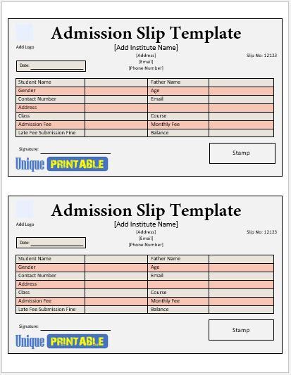 10 Free Admission Slip Templates Free Unique Printable Templates