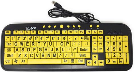 HDE Large Print Keyboard Wired Large Letter Key Keyboard USB Keyboards For Visually Impaired