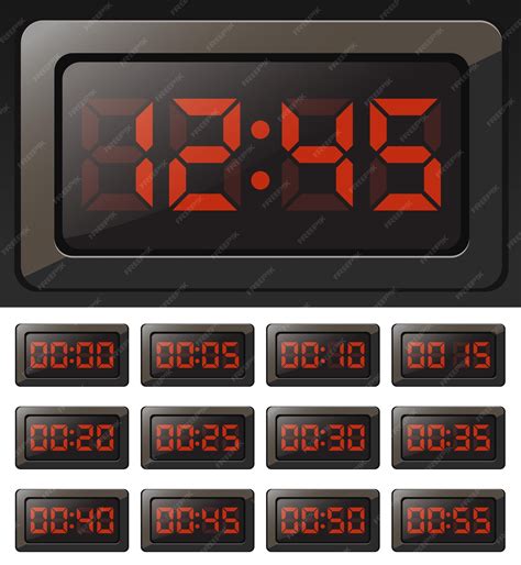 Premium Vector Vector Digital Clock And Timers With Red Numbers