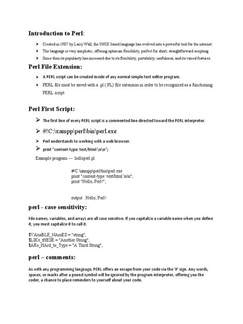 Introduction To Perl Cxamppperlbinperl Exe Pdf Control
