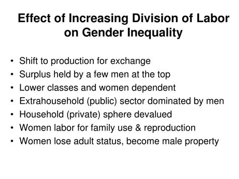 Ppt Effect Of Increasing Division Of Labor On Gender Inequality
