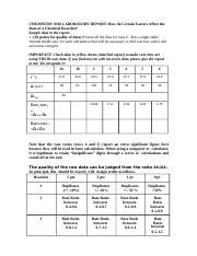 Experiment7 Kinetics Labreportkey Docx CHEMISTRY 0330 LABORATORY REPORT How Do Certain