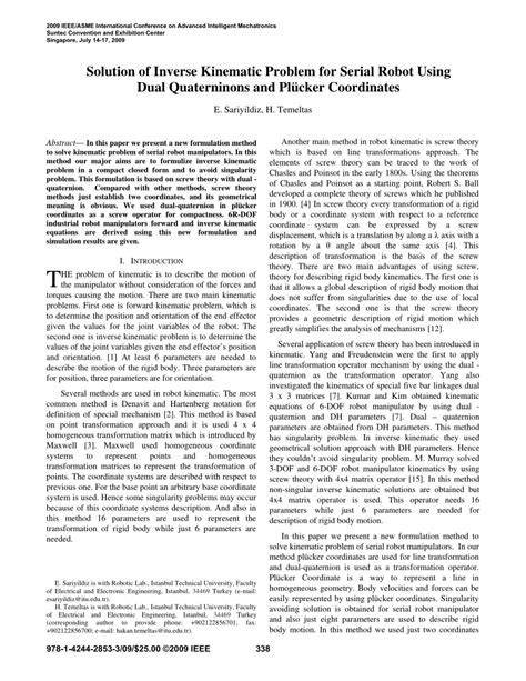 Pdf Solution Of Inverse Kinematic Problem For Serial Robot Using Dual