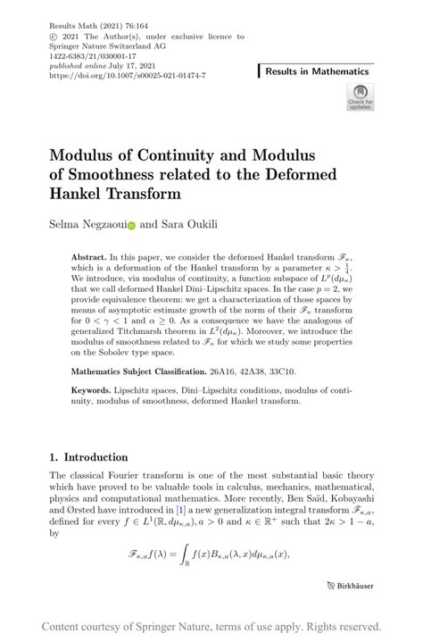 Modulus Of Continuity And Modulus Of Smoothness Related To The Deformed Modulus Of Continuity And Modulus Of Smoothness Related To The Deformed