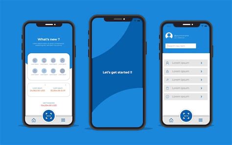 Kit de elementos de diseño azul de banca en línea para aplicación móvil