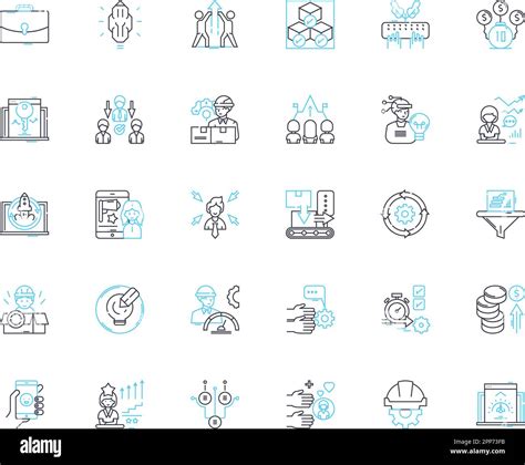 Business Operations Linear Icons Set Efficiency Optimization Streamlining Automation