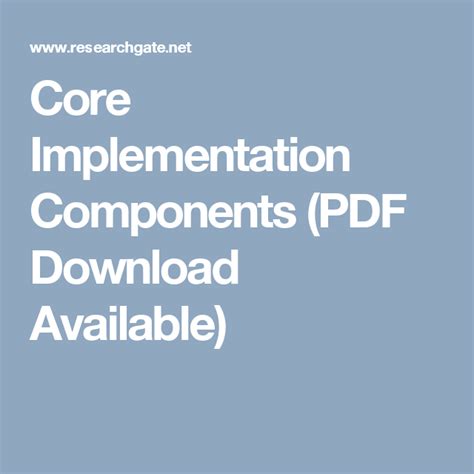 Core Implementation Components Pdf Download Available Core