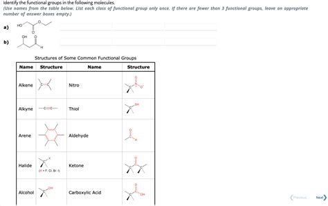 Solved Identify The Functional Groups In The Following
