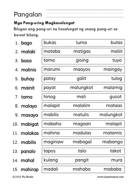 Mga Pang Uring Magkasalungat 1 1 Pdf