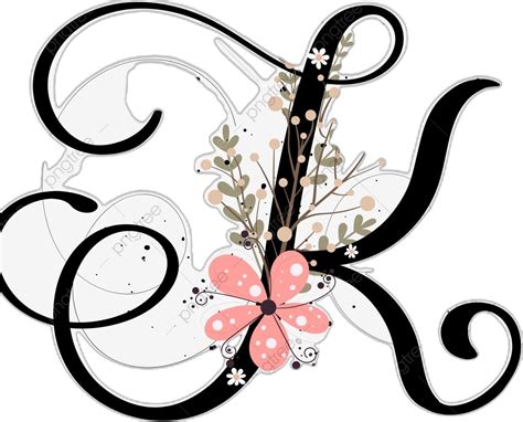 Alfabeto Letra K Mano Letras Con Flores Vintage Png Dibujos Carta K Carta Alfabeto Png Y