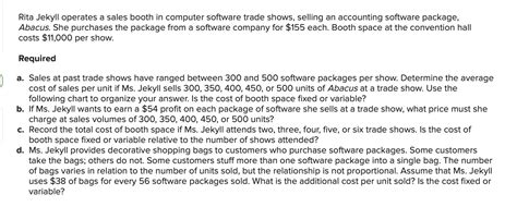 Solved Rita Jekyll Operates A Sales Booth In Computer