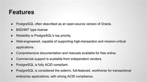 Postgresql Object Relational Database Ppt