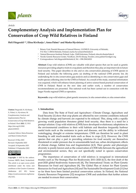 Pdf Complementary Analysis And Implementation Plan For Conservation