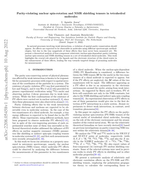 Pdf Parity Violating Nuclear Spin Rotation And Nmr Shielding Tensors In Tetrahedral Molecules