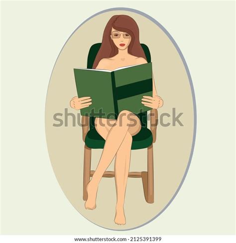 Naked Girl Reading Book Green Armchair Stock Vector Royalty Free Shutterstock