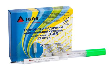 Термометр медичний максимальний скляний торгової марки IGAR - ТОВ "Ігар"