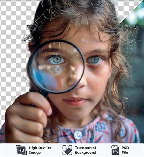 Premium Psd Girl Looking Through A Magnifying Glass