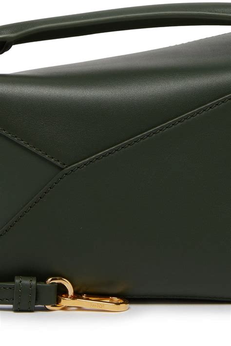 Loewe Mini Puzzle Edge Pandas Bag In Bottle Green Endource