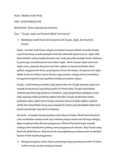 Tugas Sistem Informasi Dan Teknologi Chapter 7 Nama Shabrina Yulia Wisfa Nim 22492970ek