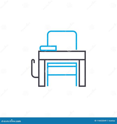 Workplace Vector Thin Line Stroke Icon Workplace Outline Illustration