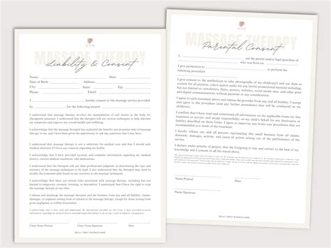 Editable Massage Therapy Consent Form Template Massage Therapist