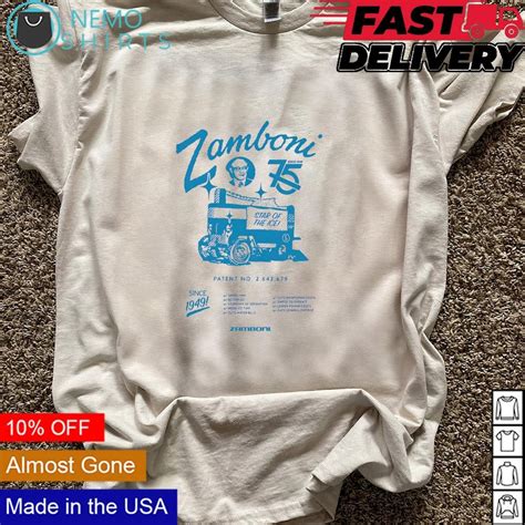Zamboni 75th Anniversary Since 1949 Star Of The Ice Shirt Tee Tops