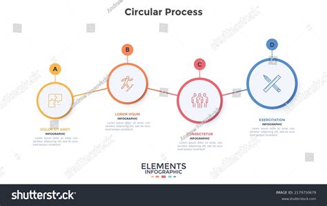 Process Chart Four Circles Placed Horizontal Stock Vector Royalty Free Shutterstock