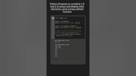 Example 3 For Python Program To Combine 1d And 2d Array And Display