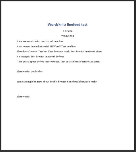 Rstudio Add Blank Line To Word Output Rmarkdown Stack Overflow
