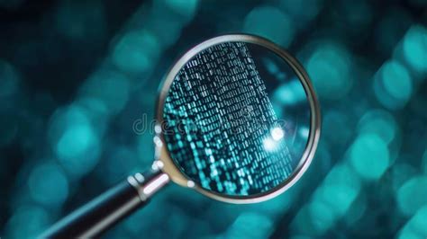 Close Up View Of Magnifying Glass Focusing On Binary Code Digital Tech Innovation Research