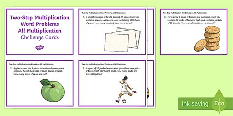 Two Step Multiplication Word Problems Teacher Made