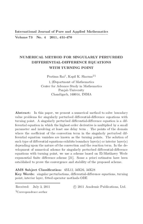 Pdf Numerical Analysis Of Singularly Perturbed Delay Differential
