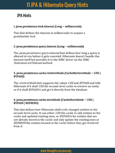 11 Jpa Hibernate Query Hints Pdf Data Databases