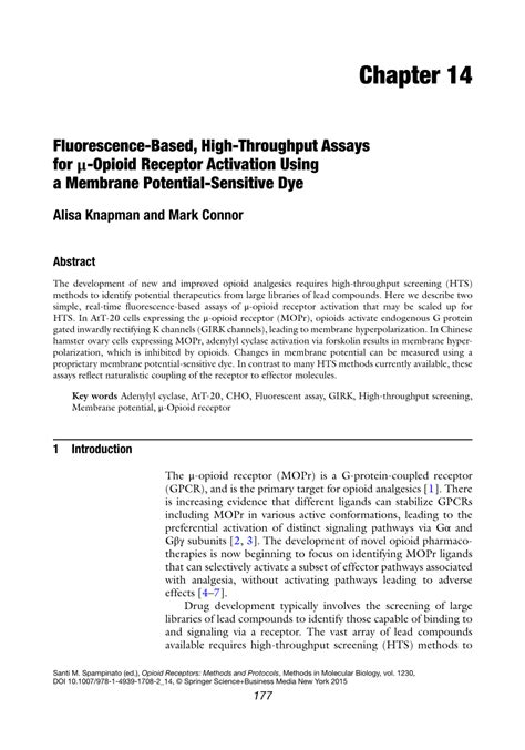 Pdf Fluorescence Based High Throughput Assays For μ Opioid Receptor Activation Using A