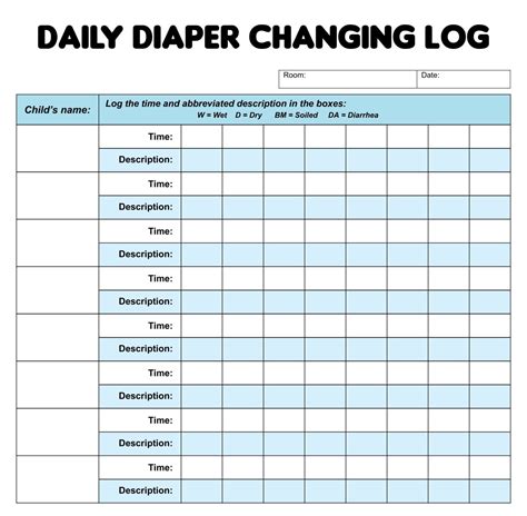 Printable Diaper Chart For Daycare Free Printable Chart