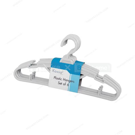 ไม้แขวนเสื้อพลาสติก Kassa Home รุ่น 5719 ขนาด 41 X 5 X 195 ซม แพ็ก 6 ชิ้น สีเทา Bnb Home