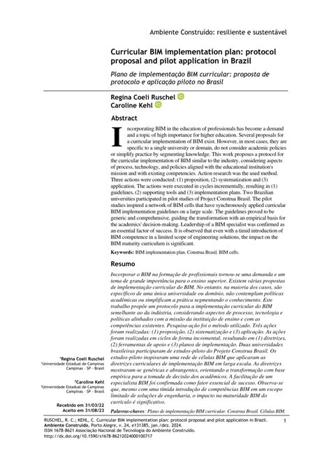 Pdf Curricular Bim Implementation Plan Protocol Proposal And Pilot Application In Brazil