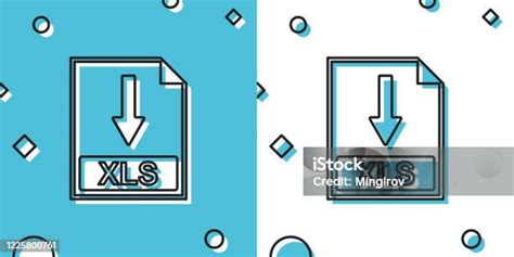 검정 Xls 파일 문서 아이콘입니다 파란색과 흰색 배경에 격리 Xls 버튼 아이콘을 다운로드합니다 임의 동적 셰이프 벡터 일러스트레이션 0명에 대한 스톡 벡터 아트 및 기타