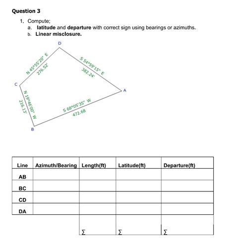 Solved 1 Compute A Latitude And Departure With Correct