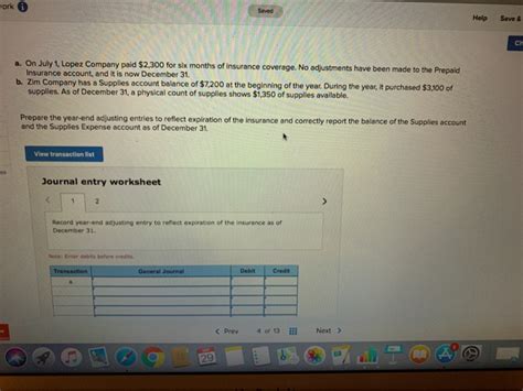 Solved Work I Saved Help Save Ch A On July Lopez Chegg Com