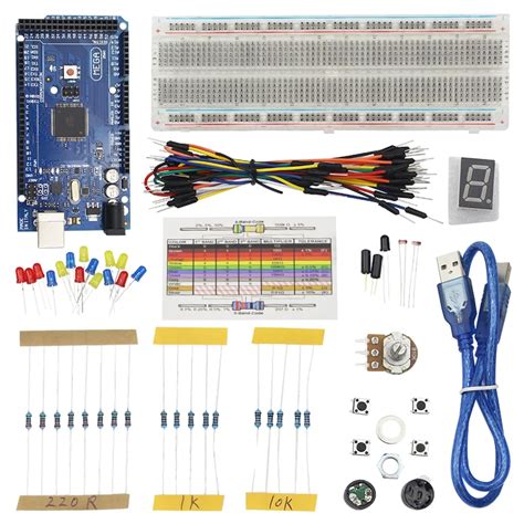 Starter Kit For Arduino Mega 2560 Led Breadboard Rotary Potentiometer Photoresistor Digital Tube