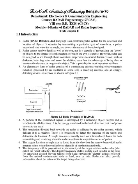 notes 1 basics of radar pdf radar detector radio