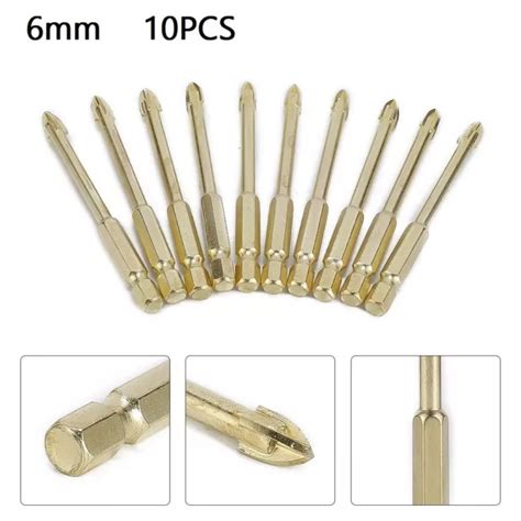 10x 6mm Drill Bits Spear Head Hex Shank For Titaniumceramic Tile