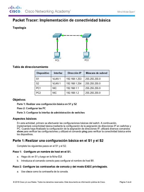 2325 Packet Tracer Implementing Basic Connectivity Pdf Dirección Ip Conmutador De Red