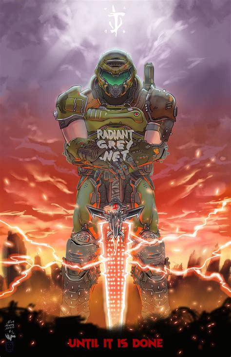 Doom Eternal Poster Print Wall Art Decor Fanart Videogames — Radiant Grey