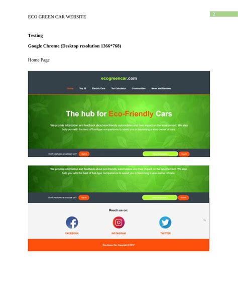 Eco Green Car Website Testing Evaluation Multimedia Formats Css3 Aspects