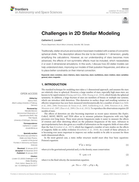 Pdf Challenges In 2d Stellar Modeling